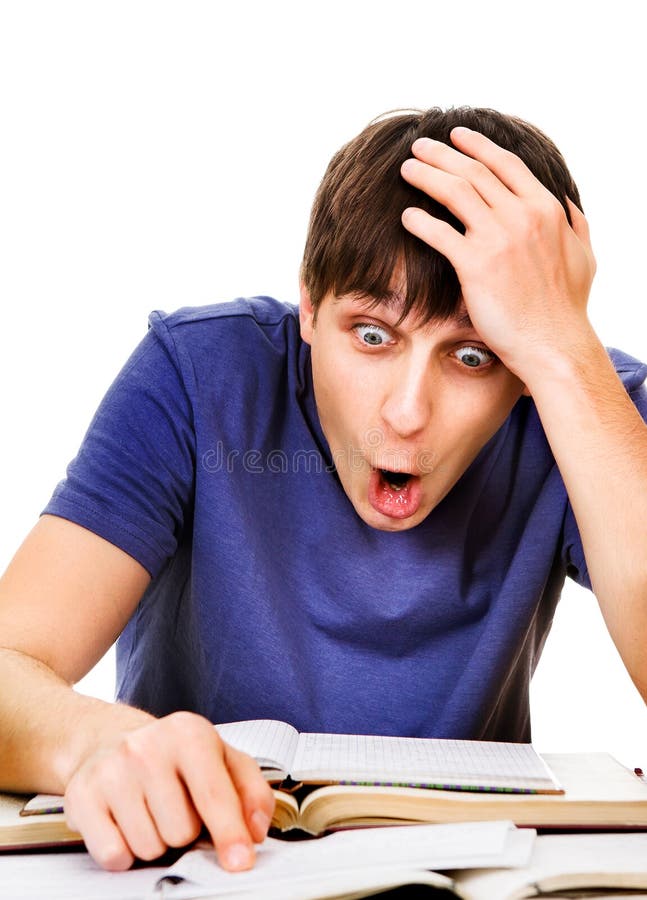 Surprised Student stock image. Image of books, studying - 35377637