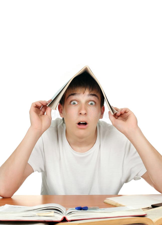 Surprised Student stock photo. Image of cover, head, learn - 59046122