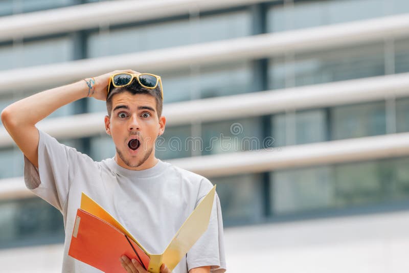 Surprised Student at School Stock Photo - Image of model, discount ...