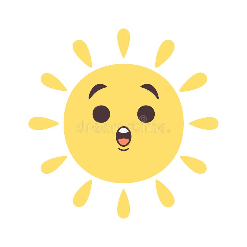 Surprised Sun Cartoon Doodle Character Stock Vector - Illustration of ...