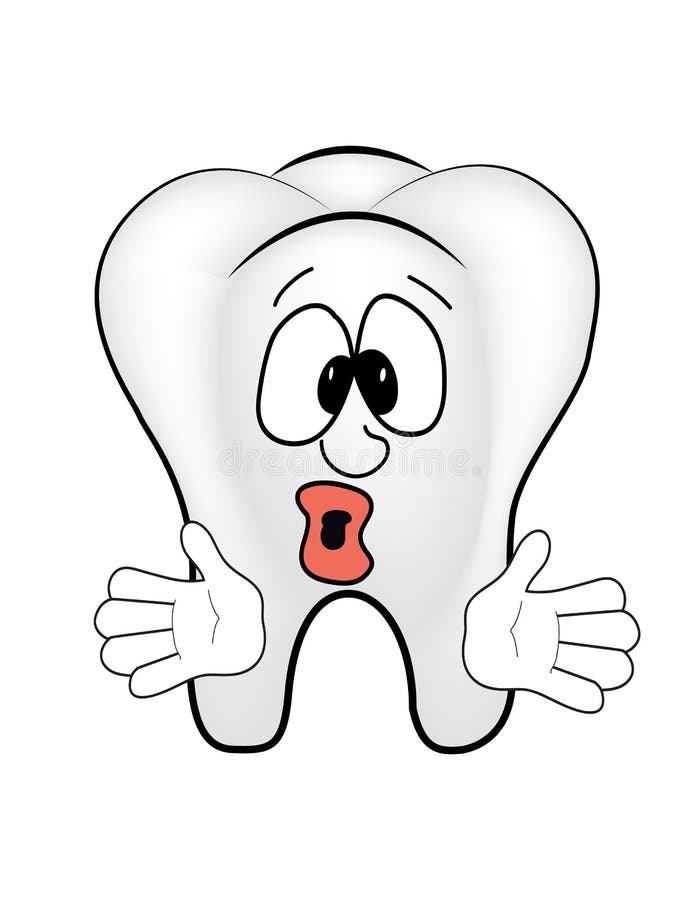 Surprised tooth cartoon stock illustration. Illustration of isolated ...