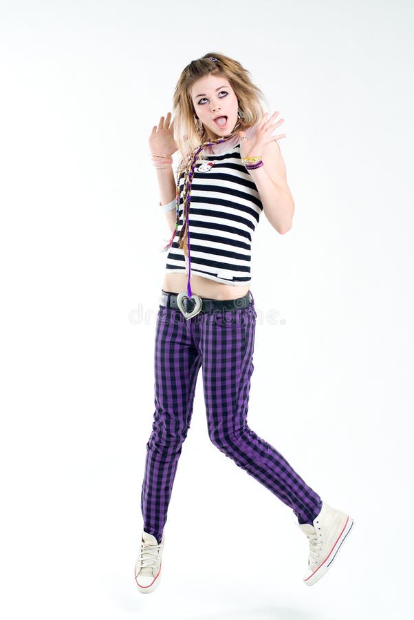 Jumping emo girl stock image. Image of hair, gothic, blond - 6809621