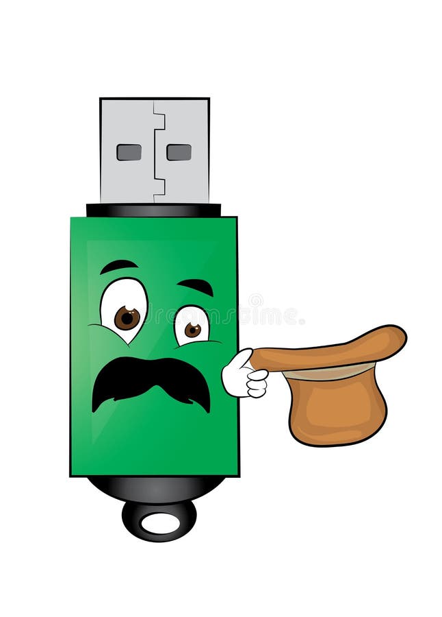 Sad Usb Flash Drive Cartoon Stock Illustration - Illustration of ...