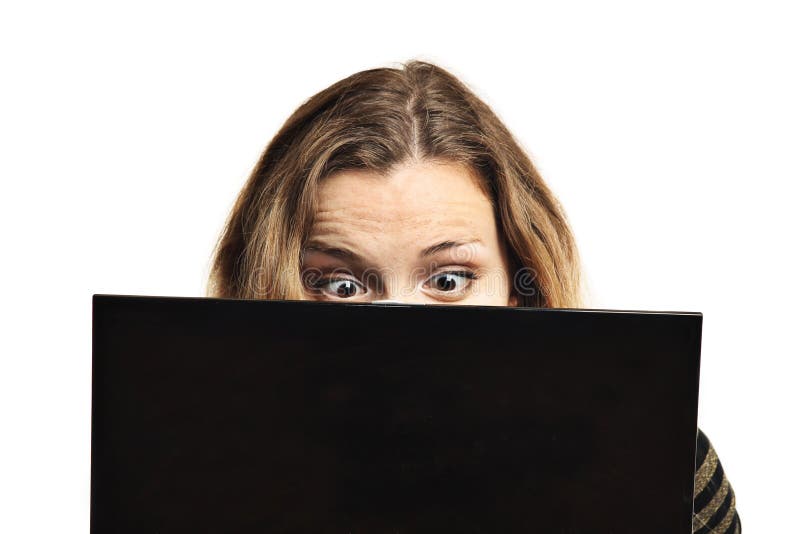 Woman on computer. stock photo. Image of middle, stare - 1031232