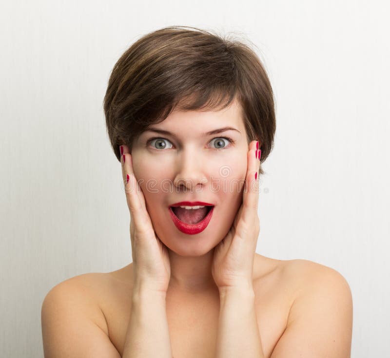 Surprised woman stock photo. Image of lips, brown, beautiful - 46925134