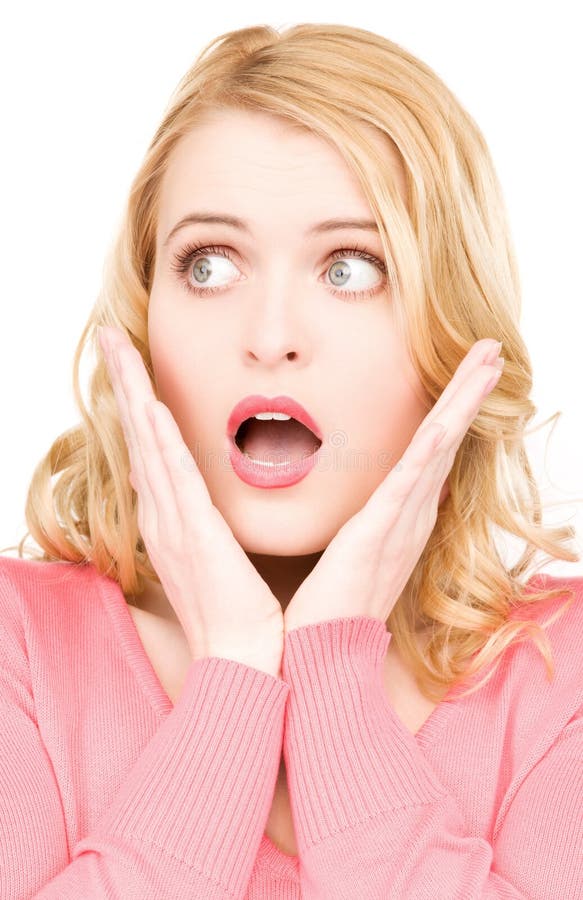 Surprised woman face stock photo. Image of fear, human - 40259788