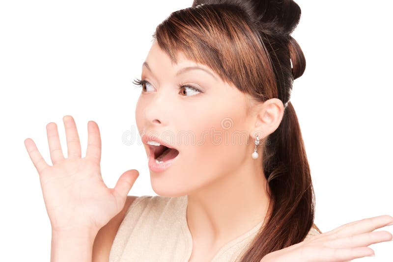 Surprised Lady Holding Her Face in Astonishm Stock Photo - Image of ...
