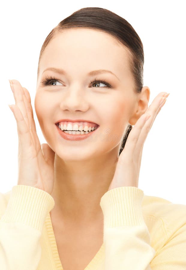 Surprised woman face stock photo. Image of enjoying, bright - 41007330