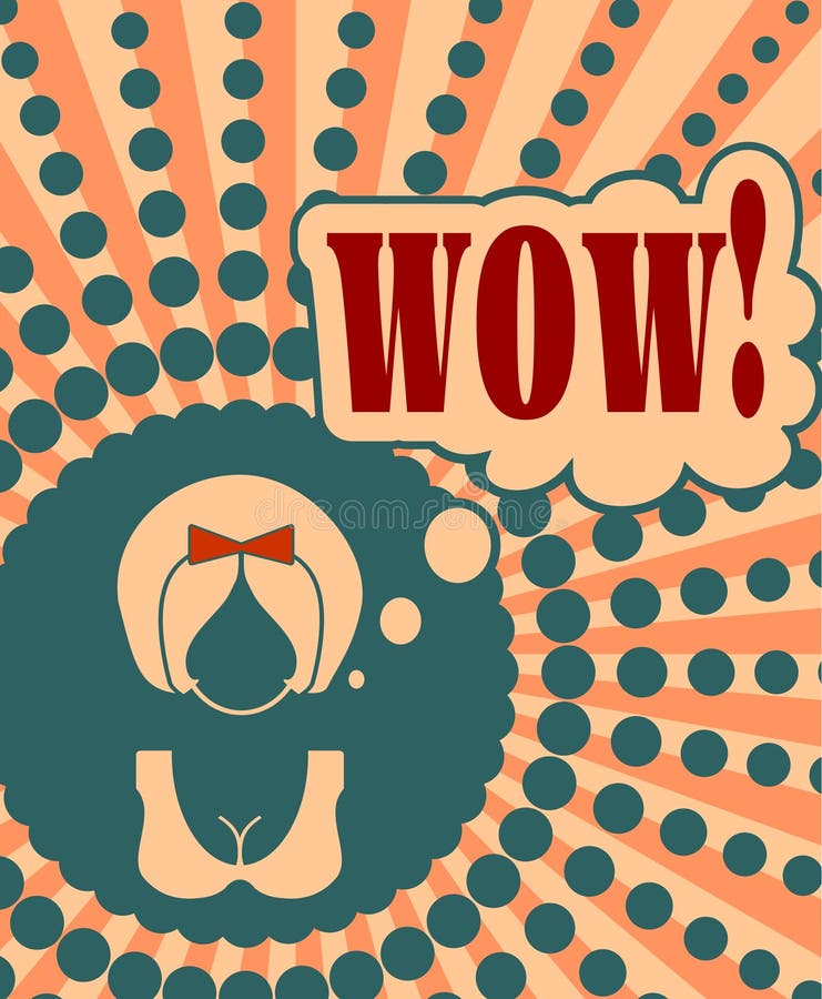 Surprised Woman Face Icon with Thinking Cloud. Wow Message Stock ...