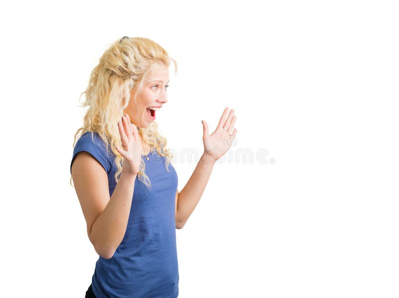 Surprised Woman Looking at Something Stock Photo - Image of catch ...