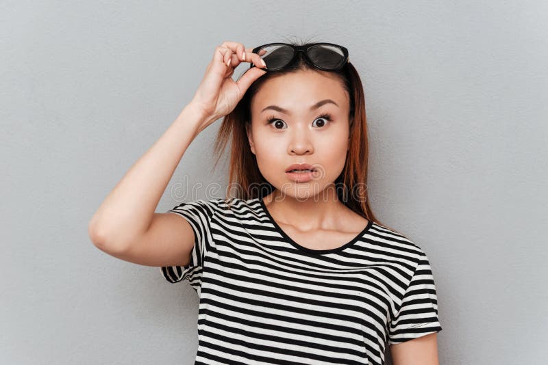 Surprised Woman Taking Off Her Glasses Stock Image Image Of Natural