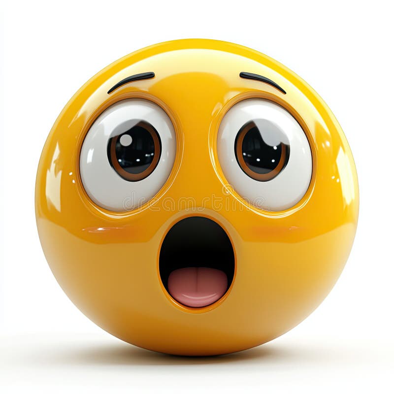 Surprised Yellow Emoji with Large Eyes and Open Mouth Expression Stock ...