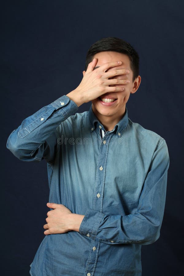 Surprised Young Asian Man Covering His Face by Palm Stock Image - Image ...