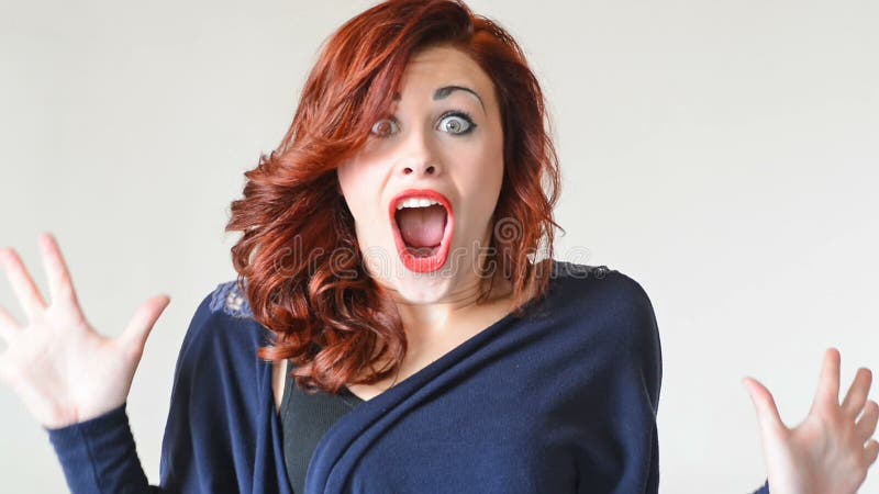 Surprised young lady stock footage. Video of happy, beauty - 70197704