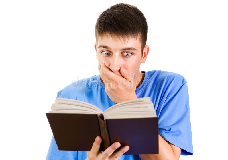 Surprised Man with a Book stock photo. Image of reader - 164136018