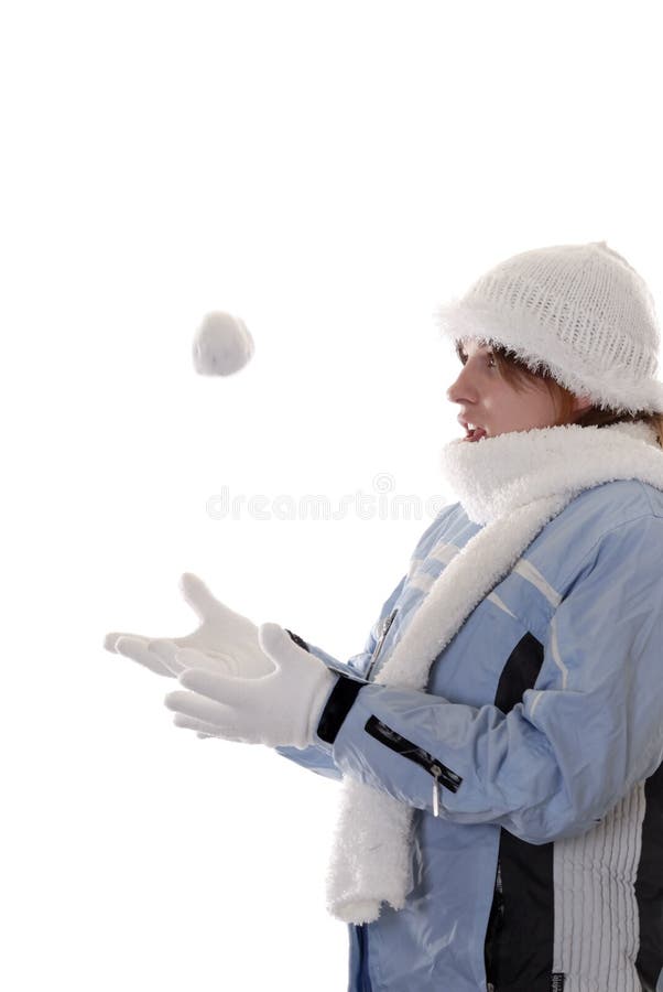 Surprised Young Woman Catching Snowball Stock Photos - Free & Royalty ...