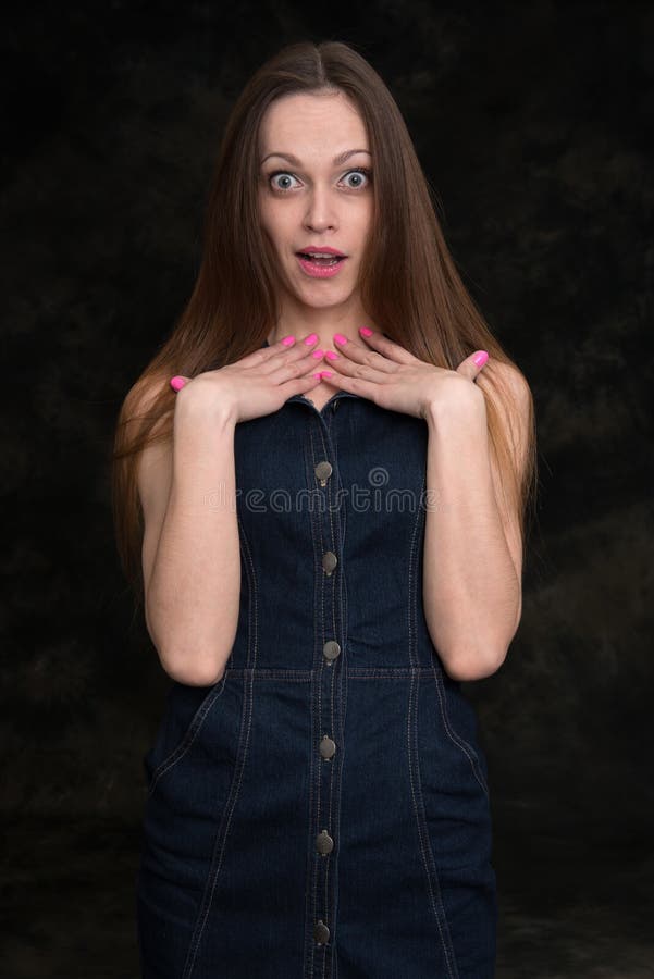 Surprised Young Woman Smiling Stock Image - Image of shot, smiling ...