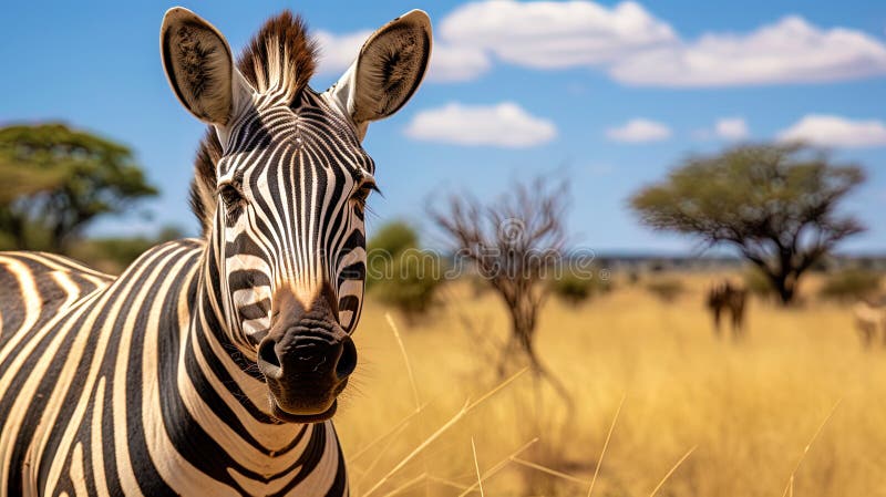 A Surprised Zebra with Pronounced Black Eyes Stock Illustration ...