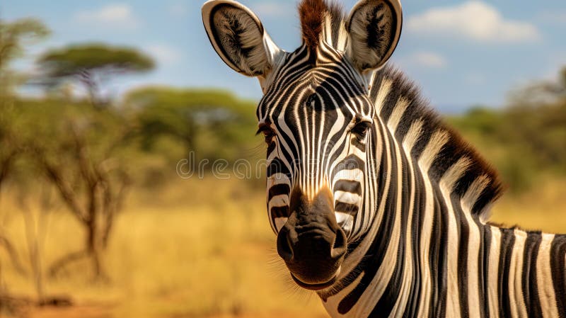A Surprised Zebra with Pronounced Black Eyes Stock Illustration ...
