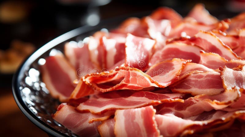 Surprisingly Absurd Bacon: a Close-up Shot of American Bacon Stock ...