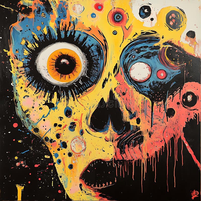 Surreal Abstract Art Featuring a Distorted Face with Vibrant Colors and ...