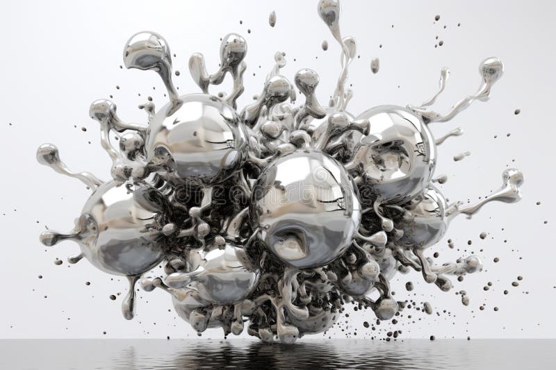 Spreading Fluid Metal on White Background. Generative AI Stock ...