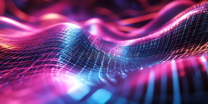 A Surreal Abstract Background Featuring Softly Glowing Neon Currents ...