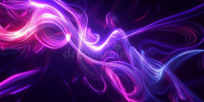 A Surreal Abstract Background with Fluid Light Ribbons Flowing through ...