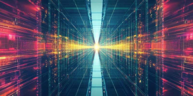 Surreal Abstract Background Infinite Layers Interconnected Neon Grid ...