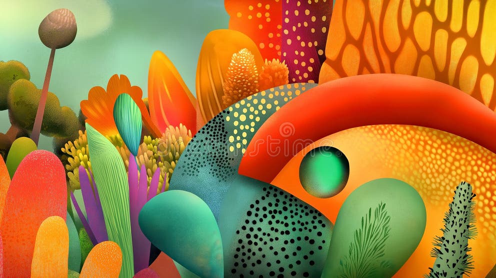 Surreal Abstract Botanical Art with Vibrant Colors and Textures Stock ...