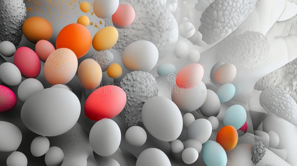 A Surreal, Abstract Composition Featuring Numerous Spherical and Oval ...