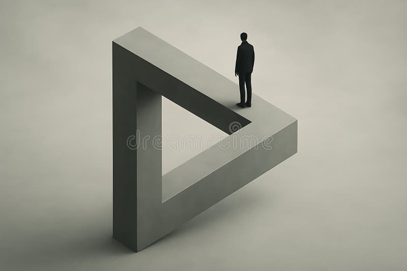 Surreal and Abstract Composition of a Person Standing on an Impossible ...