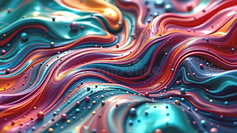 Surreal Abstract Fluidity with a Rich Tapestry of Colors, Reflective ...