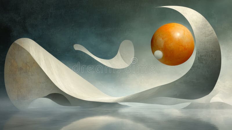 A Surreal Abstract Landscape Featuring Flowing White Forms and a ...
