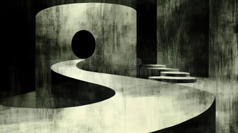 A Surreal, Abstract Landscape Featuring a Winding Path Leading To a ...