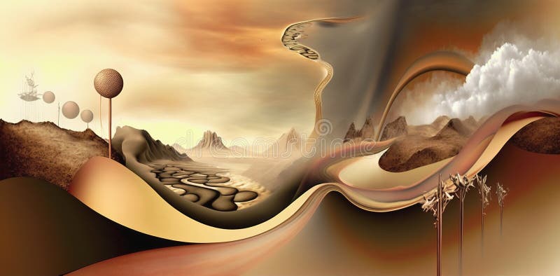Surreal abstract landscape stock illustration. Illustration of backdrop ...