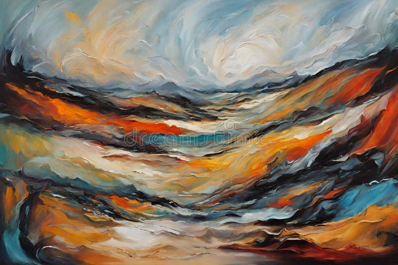 Surreal or Abstract Landscape Oil Painting Stock Illustration ...