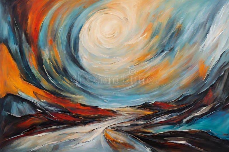 Surreal or Abstract Landscape Oil Painting Stock Illustration ...