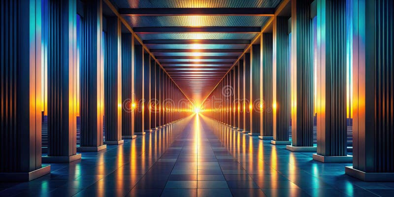 A Surreal Abstract Long Tunnel with Architectural Columns Dramatic ...