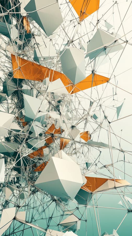 Surreal Abstract Network Structure with Geometric Shapes and Lines in ...