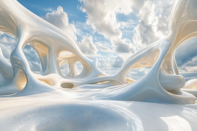 Surreal, Abstract Panorama with Levitating, Organic Structures Stock ...