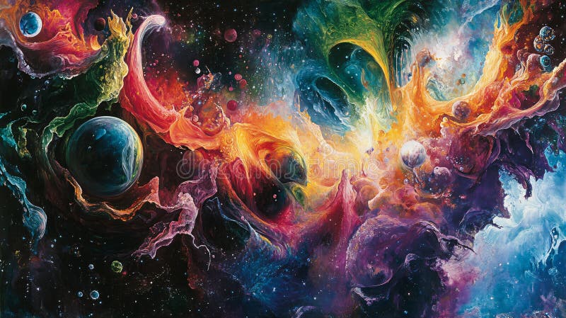 Surreal Abstract Representation of Cosmic Time and Space in Vibrant ...
