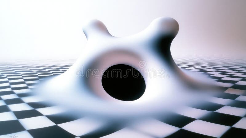 A Surreal, Abstract Shape Emerges from a Checkered Surface, Creating a ...