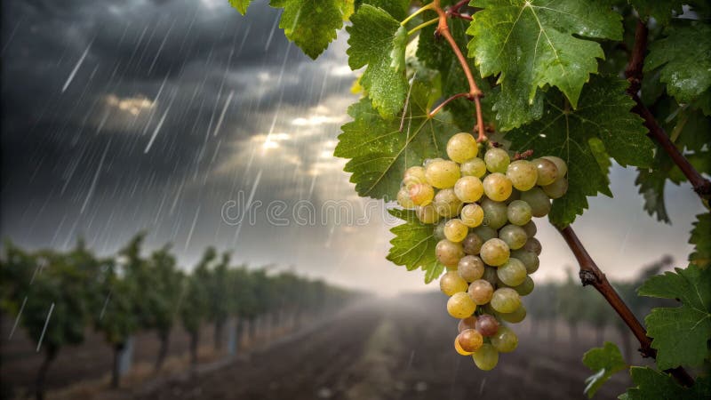 Surreal Acidic Rain on Grapevine Misty Vineyard Conceptual Image ...