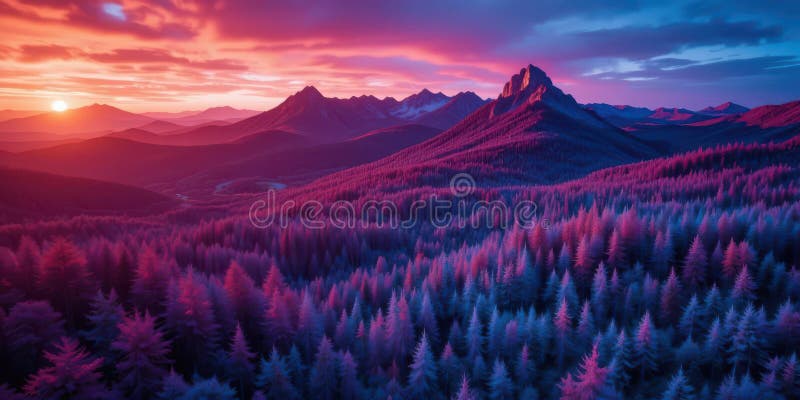 Surreal Forest Sunset Aerial Infrared Abstract with Inverted Colors ...