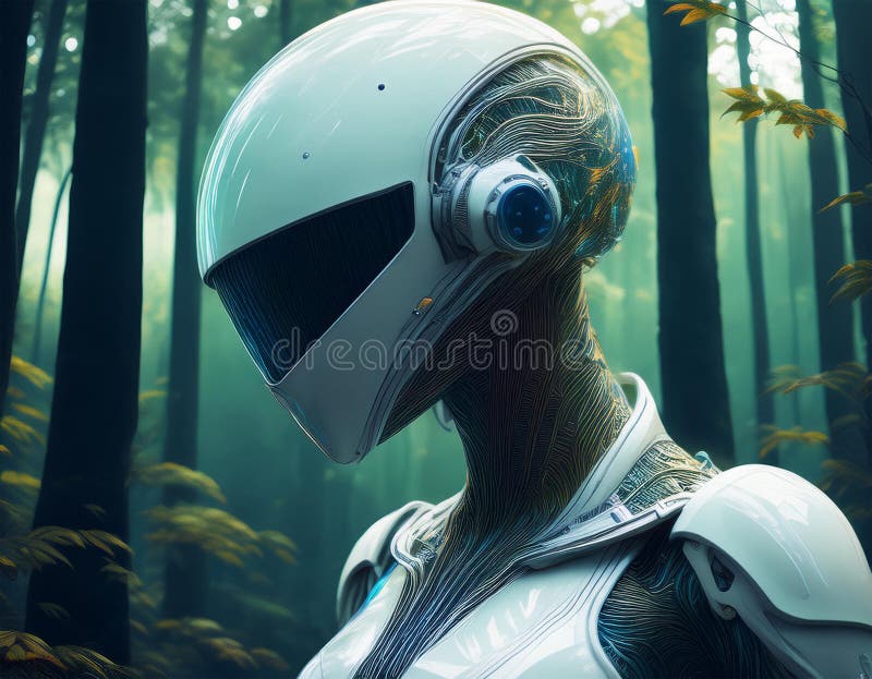 An AI-generated Abstract Image of a Spaceman in a Forest Stock ...