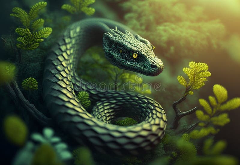 A Surreal Alien Snake, Created by Generative Ai Stock Illustration ...