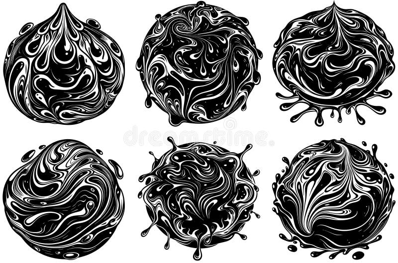 A Surreal Amoeba-like Water Shape Drifting through Monochrome Drops and ...