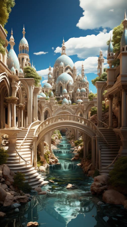 Surreal Angelarium Haute Balustrade. Created with Generative AI Stock ...