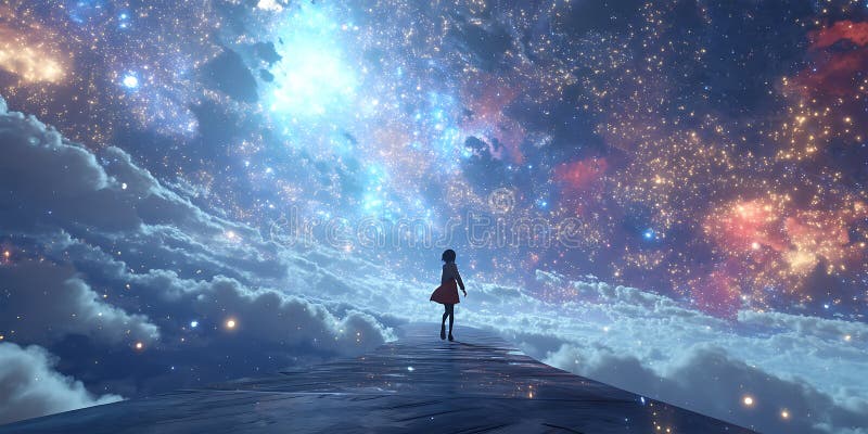 A Surreal Anime Scene with a Character Walking through a Mystical ...